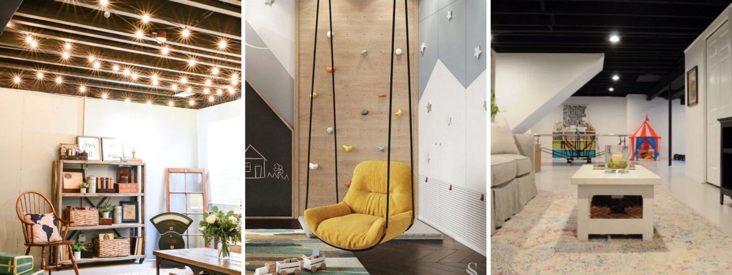 8 inspiration pour finir un sous-sol à peu de frais